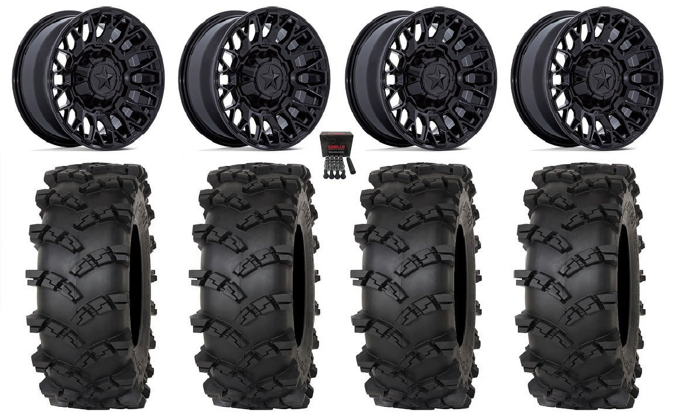 MSA Clubber 15" Wheels Black 35" Outlaw M/T Tires Can-Am Commander ...