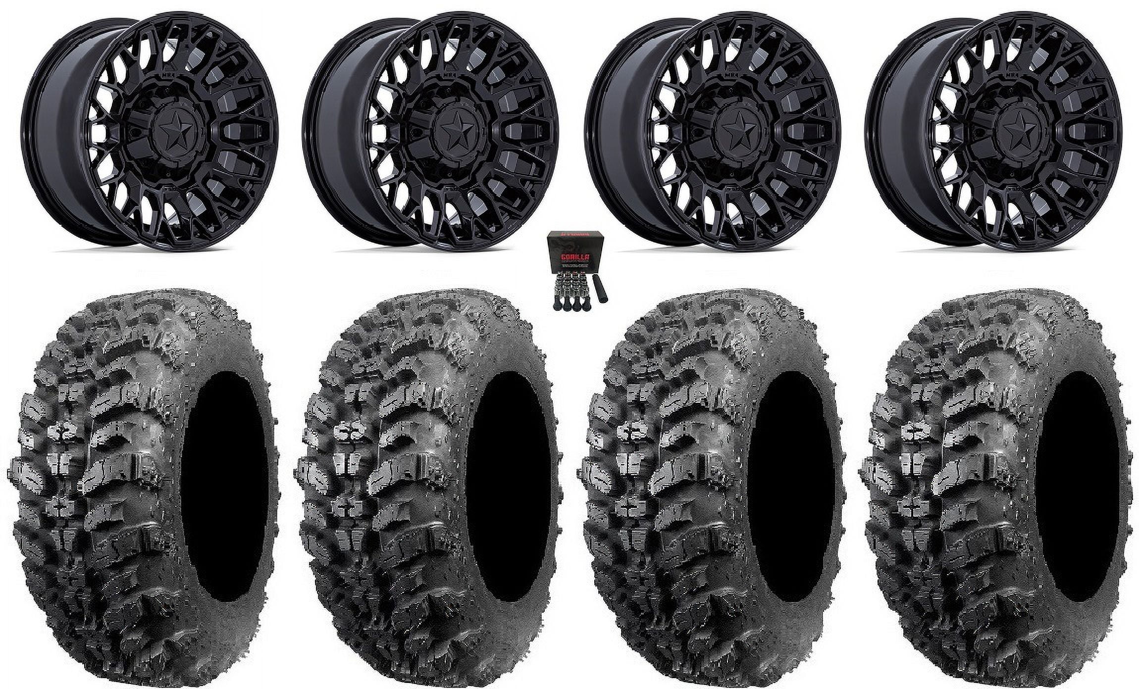 MSA Clubber 15" Wheels Black 35" Sniper 920 Tires Can-Am Commander ...