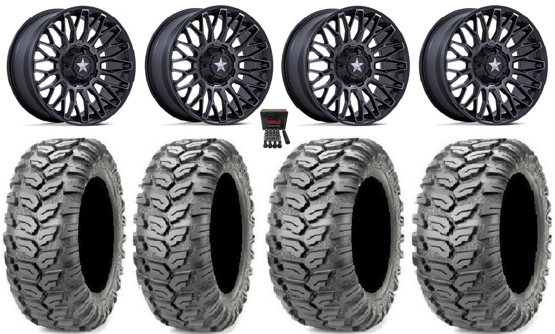 MSA Clubber 15" Wheels Black DDT 27" Ceros Tires Polaris RZR XP 1000 ...
