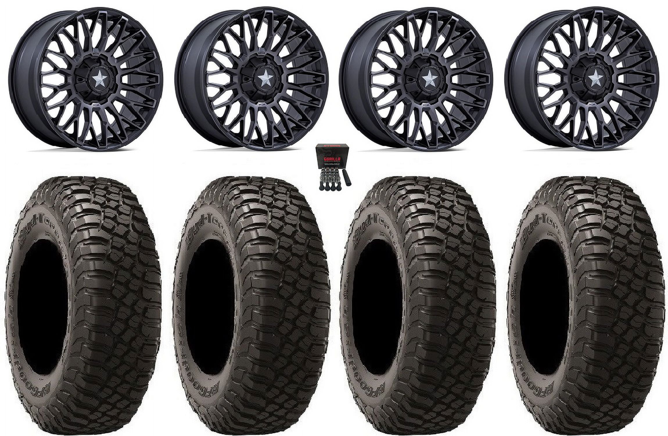 MSA Clubber 15" Wheels Black DDT 30" BFG KM3 Tires Polaris RZR XP 1000 ...
