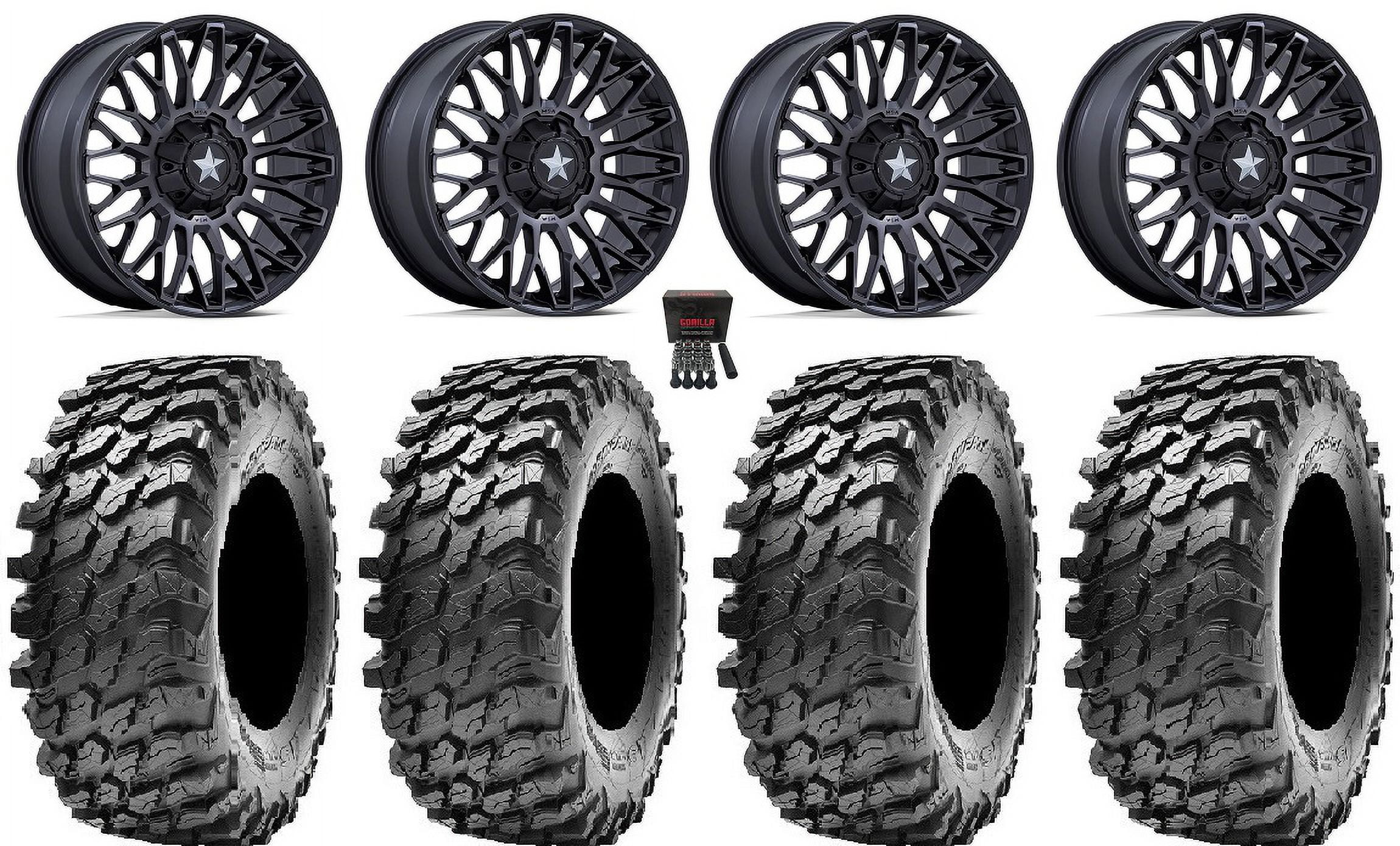 MSA Clubber 15" Wheels Black DDT 30" Rampage Tires Polaris RZR XP 1000 ...