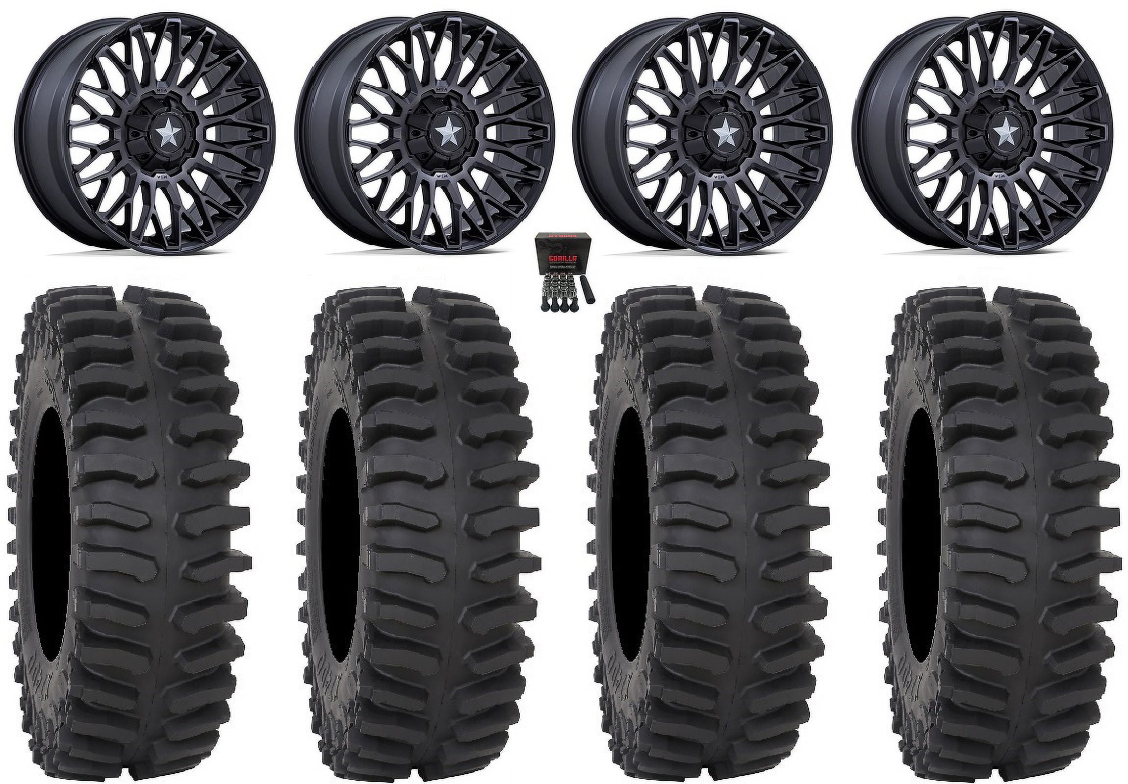 MSA Clubber 15" Wheels Black DDT 30" XT400 Tires Can-Am Maverick X3 ...