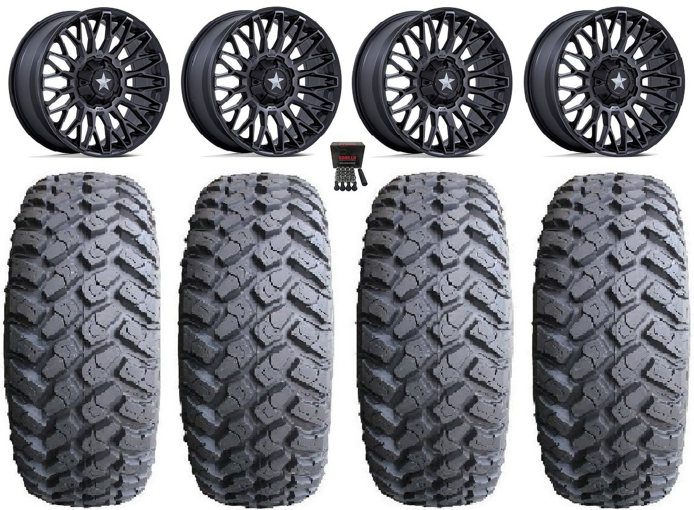 MSA Clubber 15" Wheels Black DDT 32" MotoHammer Tires Can-Am Maverick ...