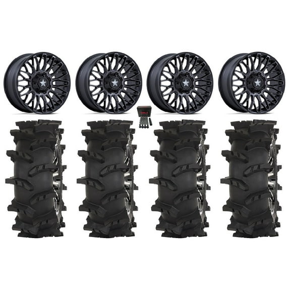 MSA Clubber 15" Wheels Black DDT 32" Outlaw Max Tires Polaris RZR Turbo ...