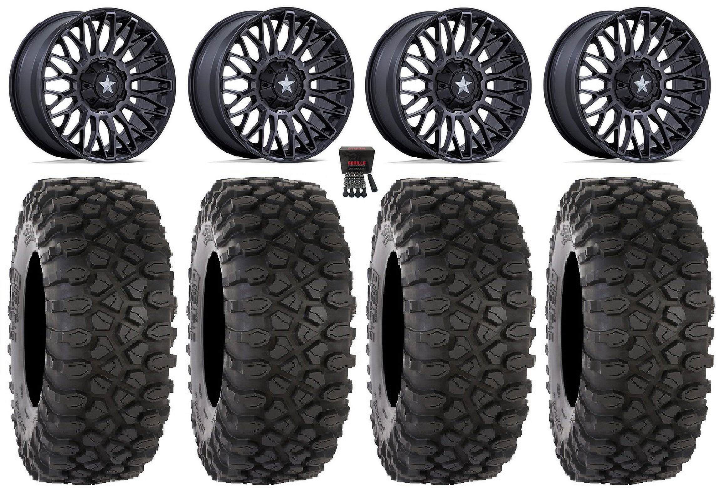 MSA Clubber 15" Wheels Black DDT 32" XC450 Tires Can-Am Commander ...