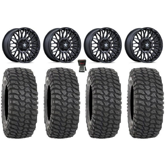 MSA Clubber 15" Wheels Black DDT 32" XCR350 Tires Polaris RZR Turbo R ...