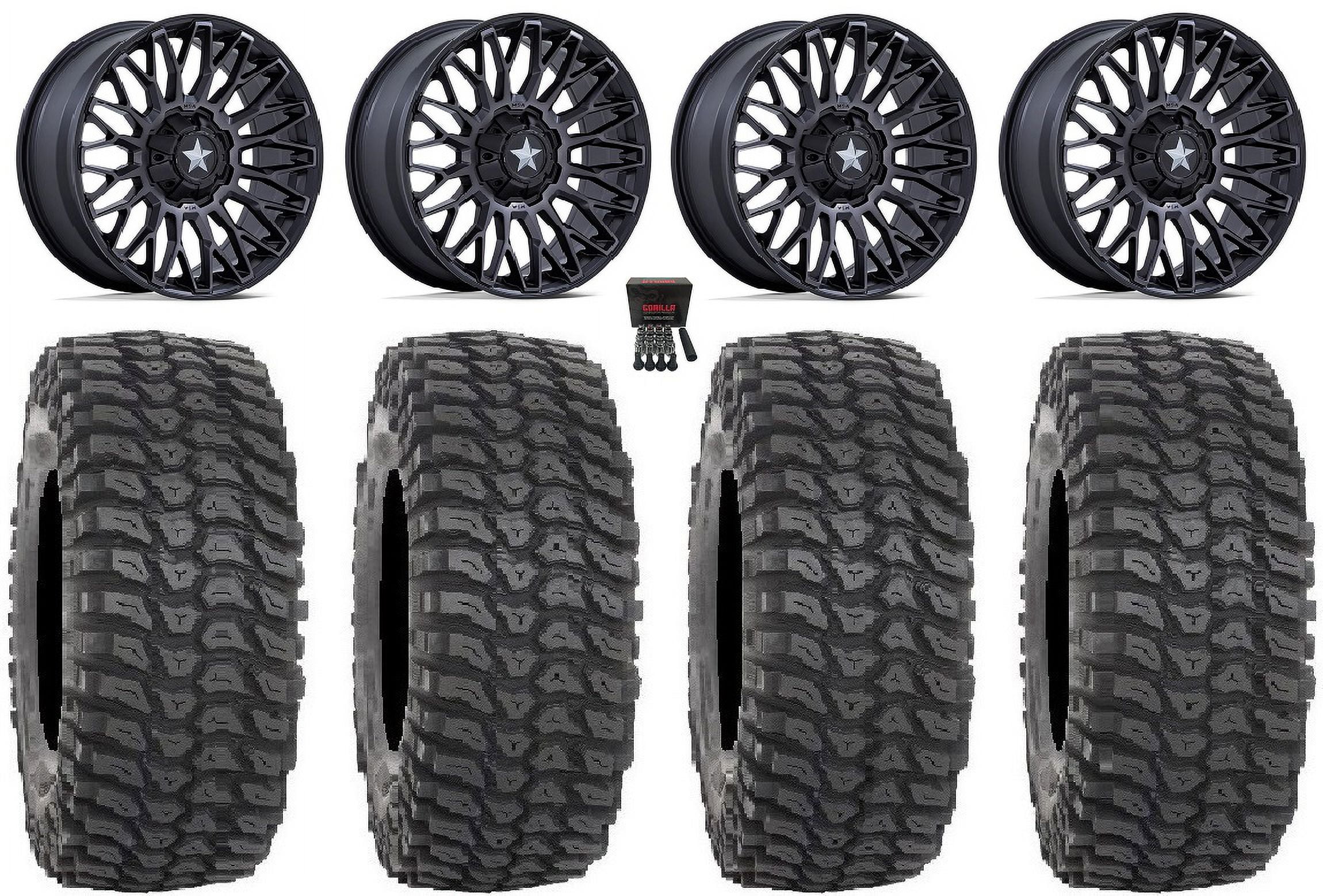 MSA Clubber 15" Wheels Black DDT 32" XCR350 Tires Polaris RZR XP 1000 ...