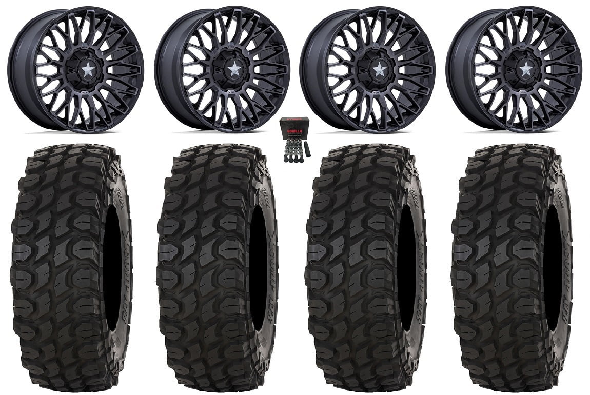 MSA Clubber 15" Wheels Black DDT 32" XComp ATR Tires Polaris RZR Turbo ...