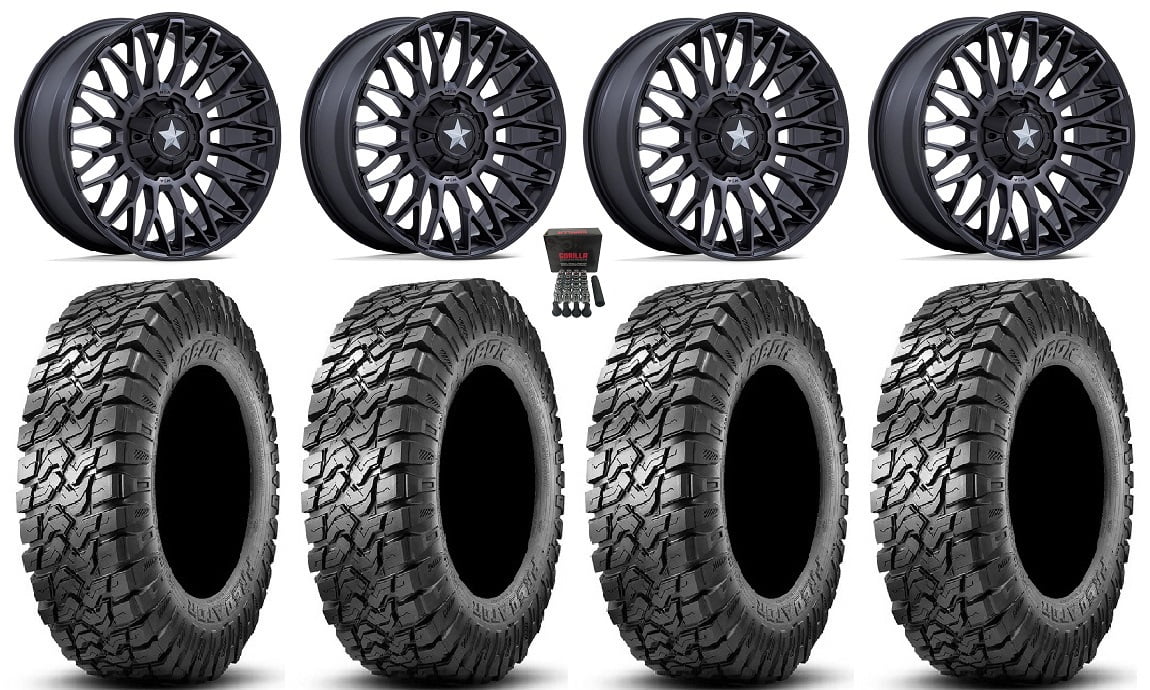 MSA Clubber 15" Wheels Black DDT 33" BDC Tires Polaris RZR Turbo R ...