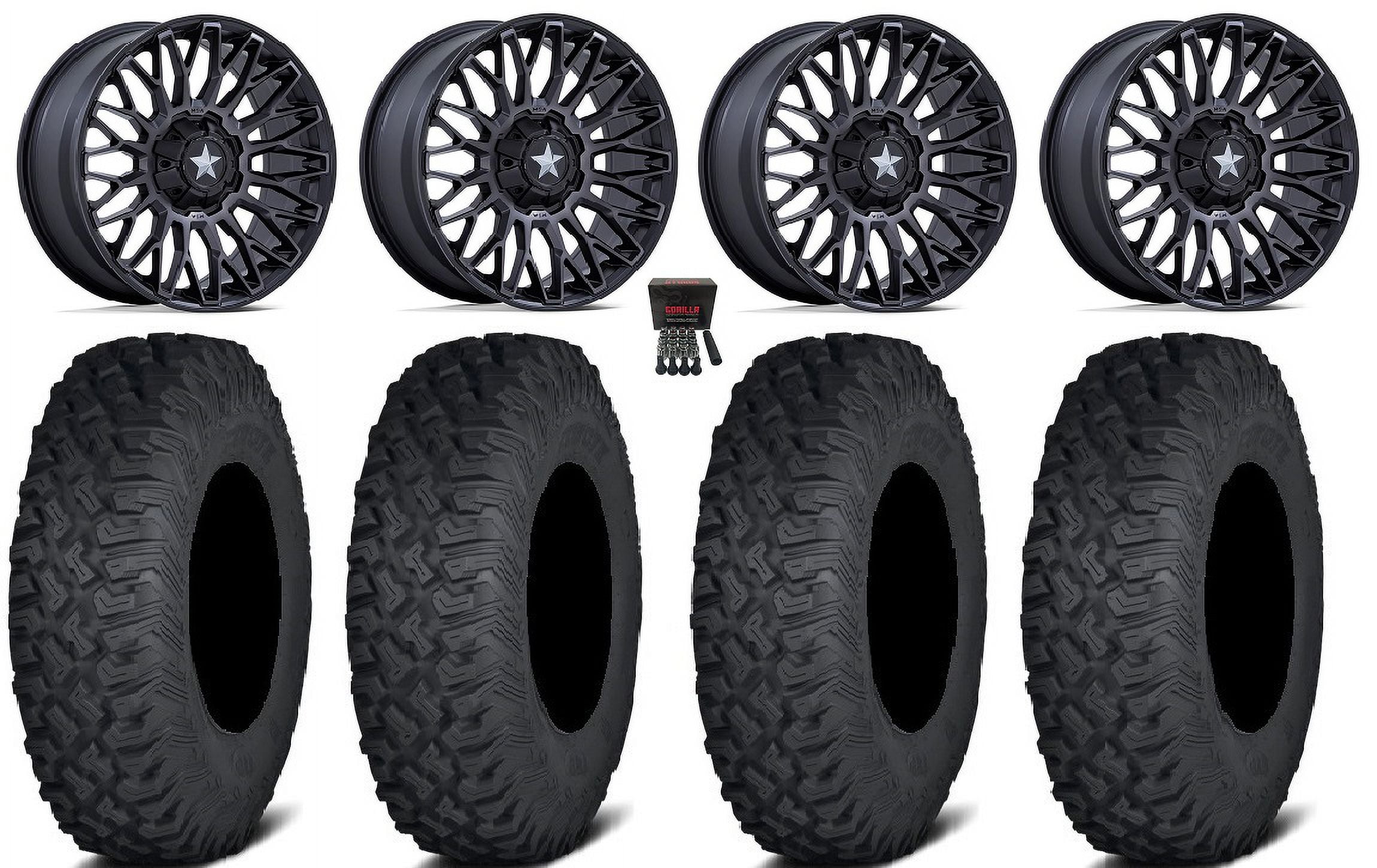 MSA Clubber 15" Wheels Black DDT 33" Coyote Tires Can-Am Commander ...
