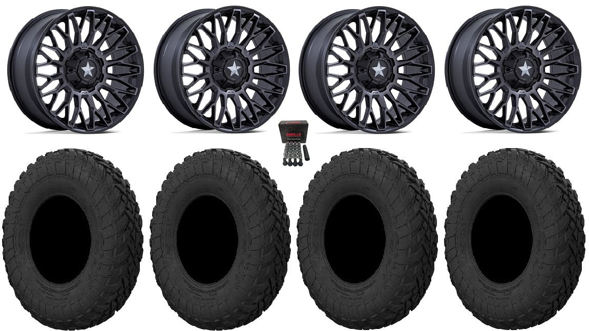 MSA Clubber 15" Wheels Black DDT 33" Gripper R/T Tires Polaris RZR ...