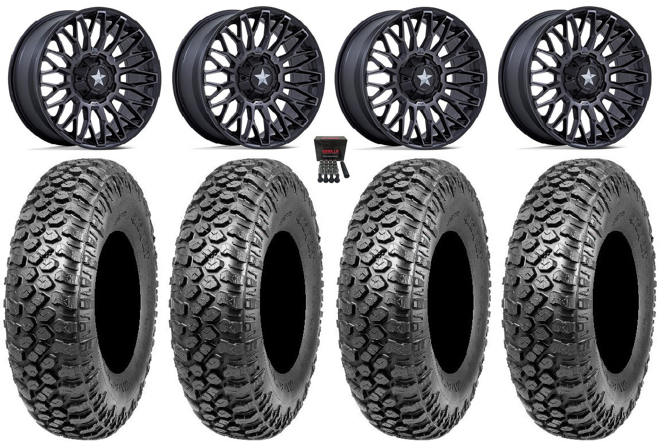 MSA Clubber 15" Wheels Black DDT 33" RAZR XT Tires Can-Am Commander ...