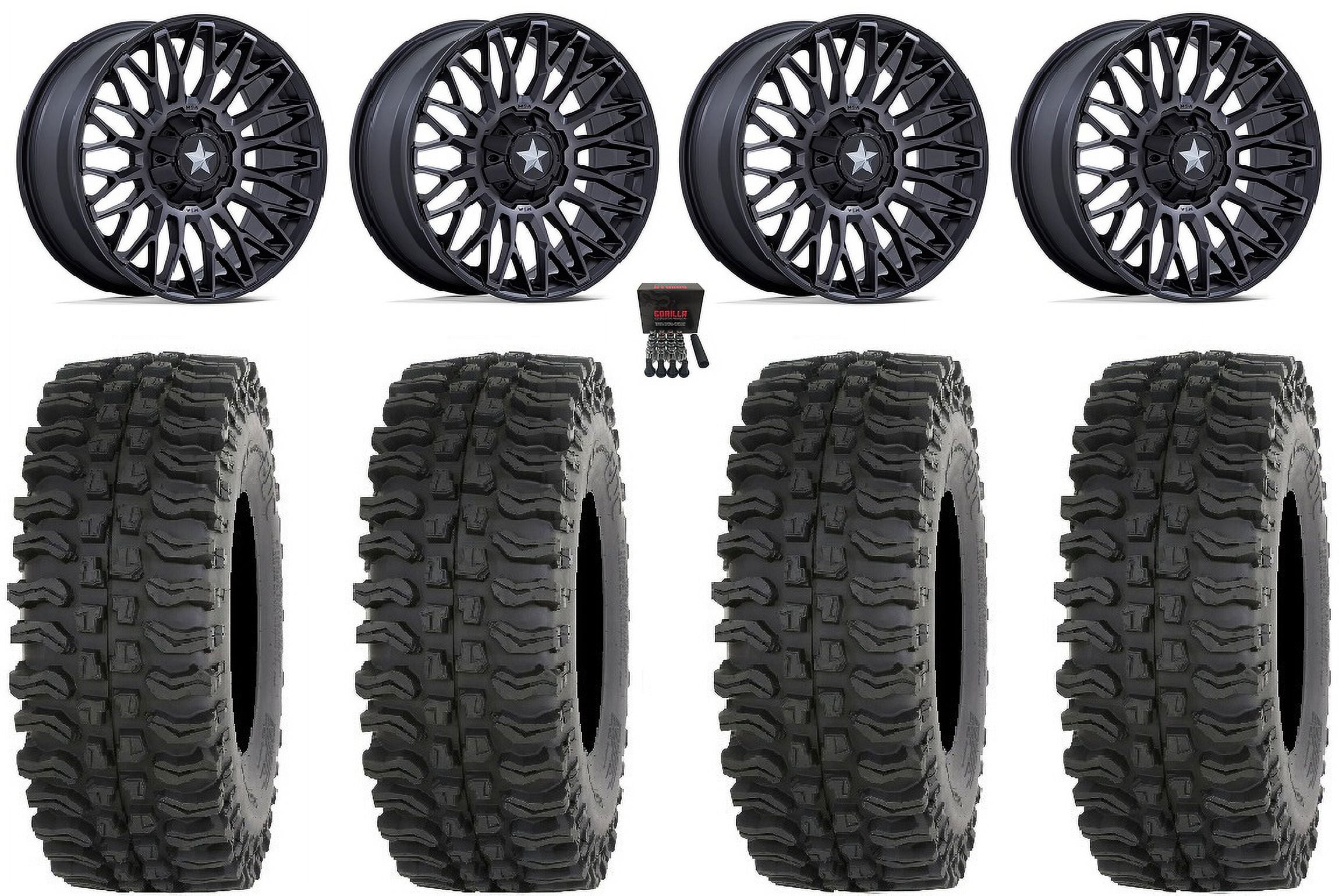 MSA Clubber 15" Wheels Black DDT 35" BDC Tires Polaris RZR XP 1000 ...
