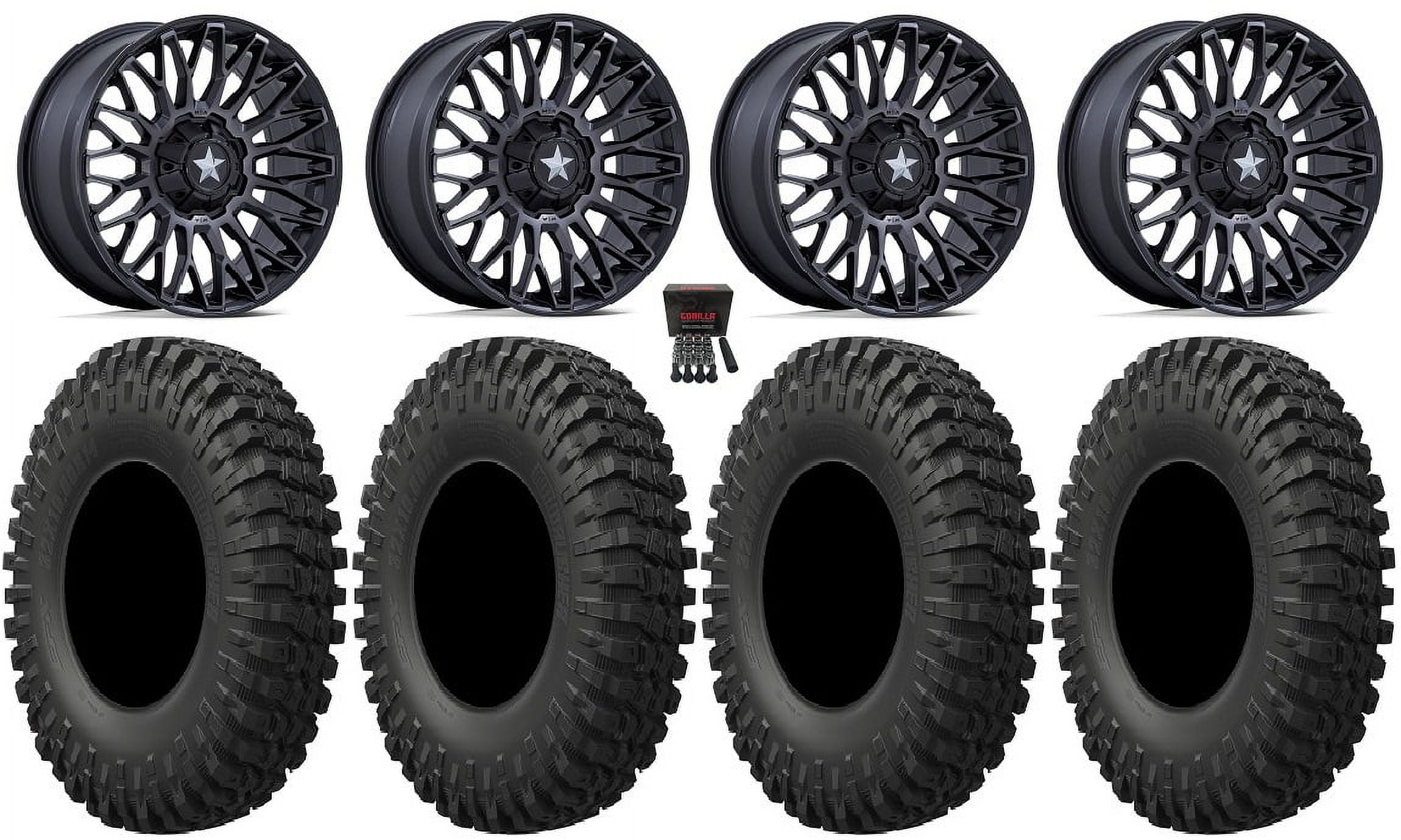 MSA Clubber 15" Wheels Black DDT 35" MotoCrusher Tires Polaris RZR XP ...