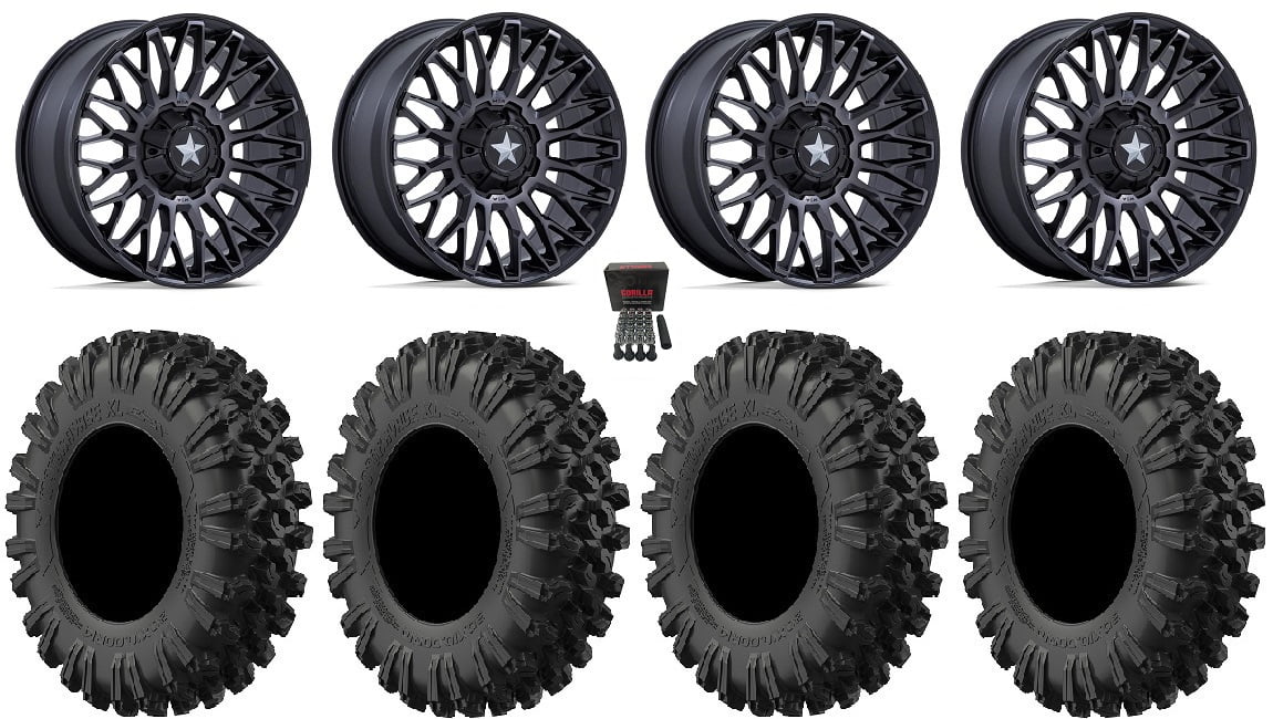 MSA Clubber 15" Wheels Black DDT 35" MotoRavage XL Tires Polaris RZR ...