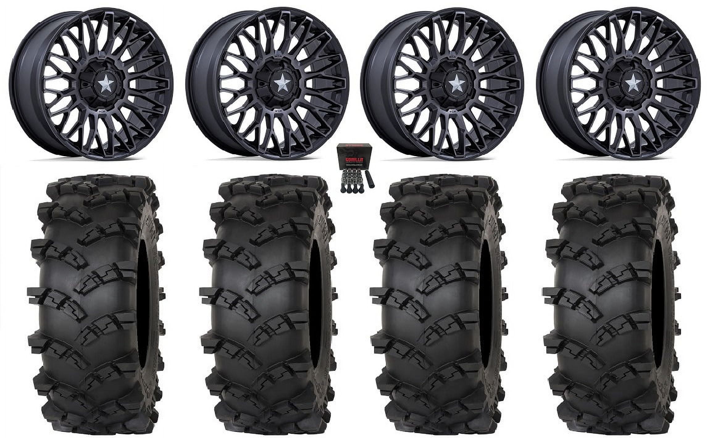 MSA Clubber 15" Wheels Black DDT 35" Outlaw M/T Tires Polaris RZR XP ...