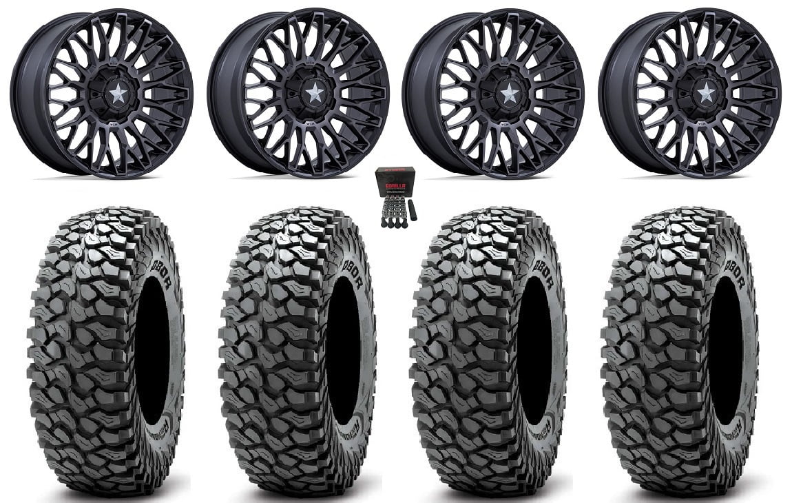 MSA Clubber 15" Wheels Black DDT 35" RocScraper Tires Polaris RZR Turbo ...