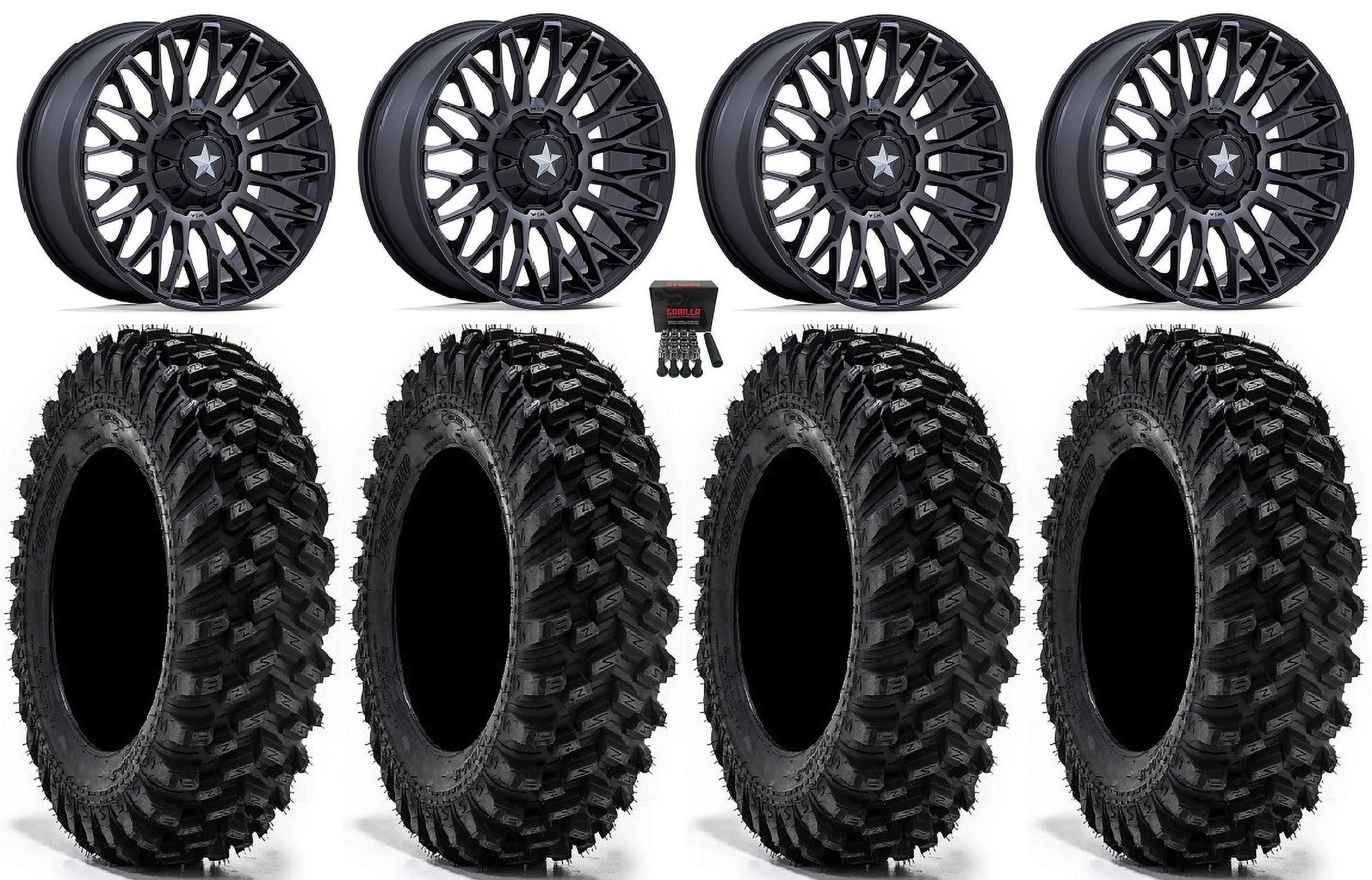 MSA Clubber 15" Wheels Black DDT 35" Warrior XT Sticky Tires Can-Am ...
