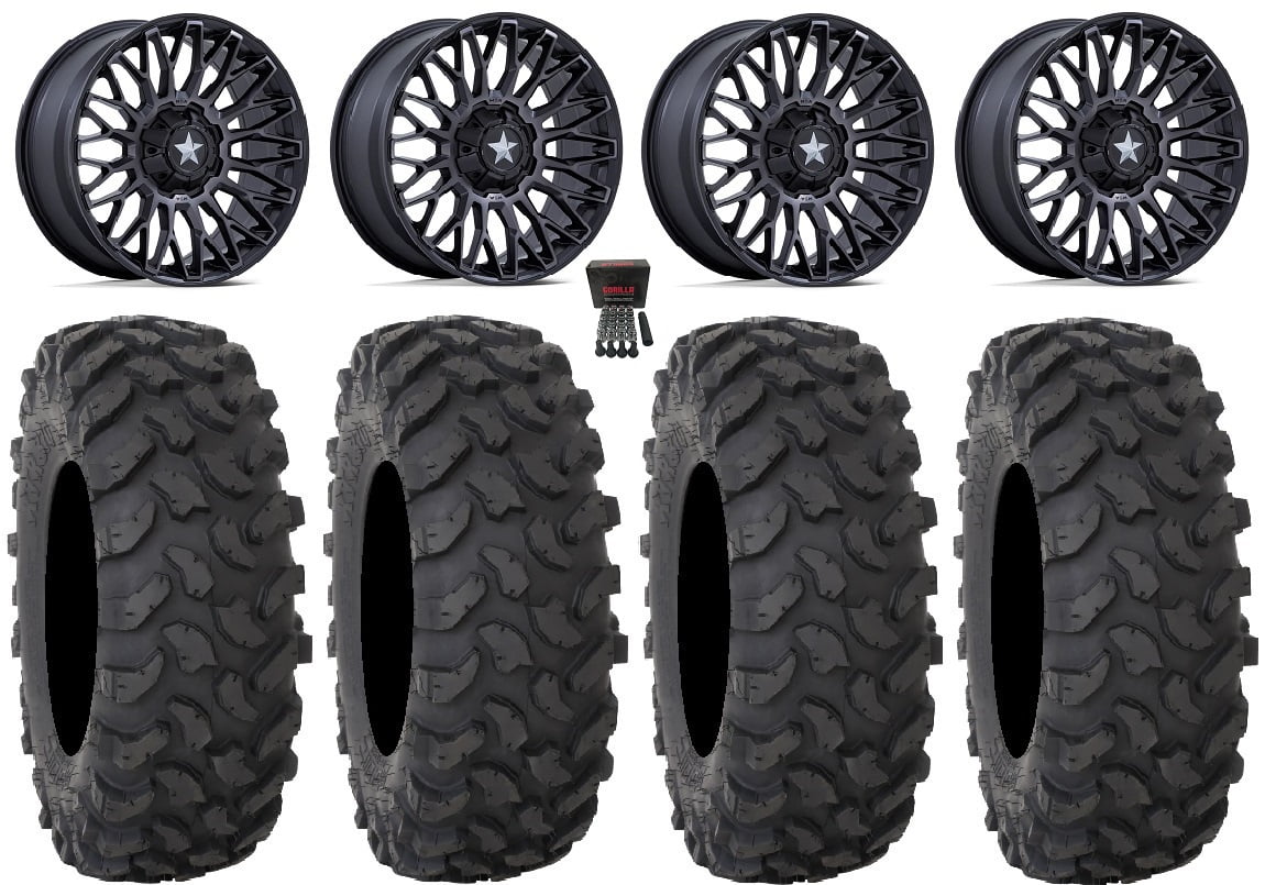 MSA Clubber 15" Wheels Black DDT 35" XTR370 Tires Polaris RZR Turbo R ...