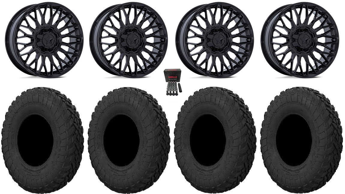 MSA Clubber 15" Wheels Gloss Black 32" Gripper R/T Tires Polaris RZR ...