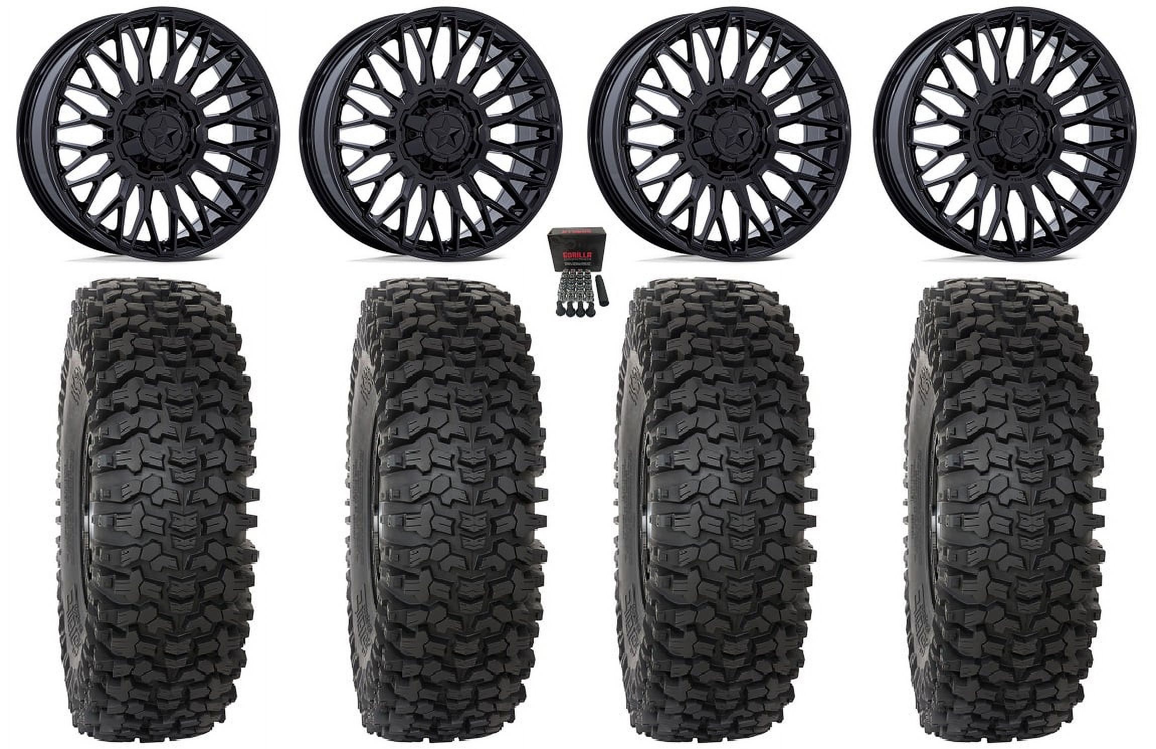 MSA Clubber 15" Wheels Gloss Black 32" RC500S Sticky Tires Polaris RZR ...