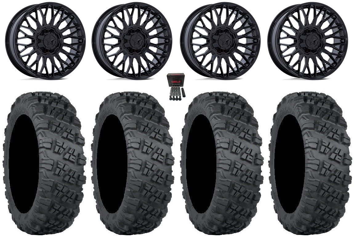 MSA Clubber 15" Wheels Gloss Black 32" Versa Cross V3 Tires Polaris RZR ...