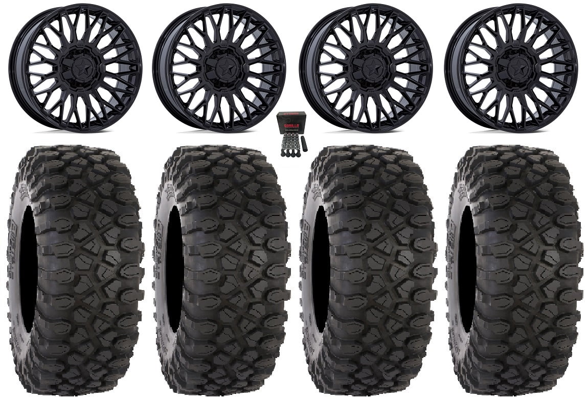 MSA Clubber 15" Wheels Gloss Black 32" XC450 Tires Polaris RZR Turbo R ...