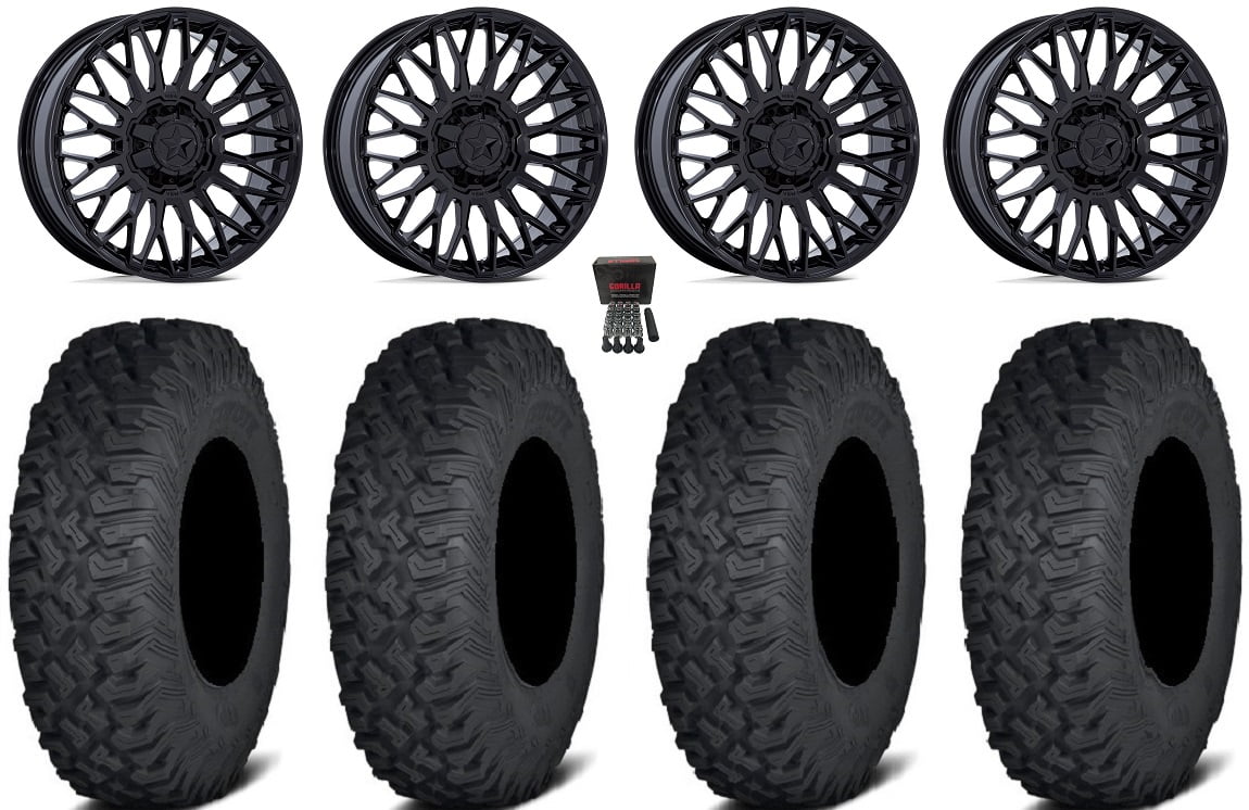 MSA Clubber 15" Wheels Gloss Black 33" Coyote Tires Polaris RZR Turbo R ...
