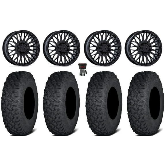 MSA Clubber 15" Wheels Gloss Black 35" Coyote Tires Polaris RZR Turbo R ...