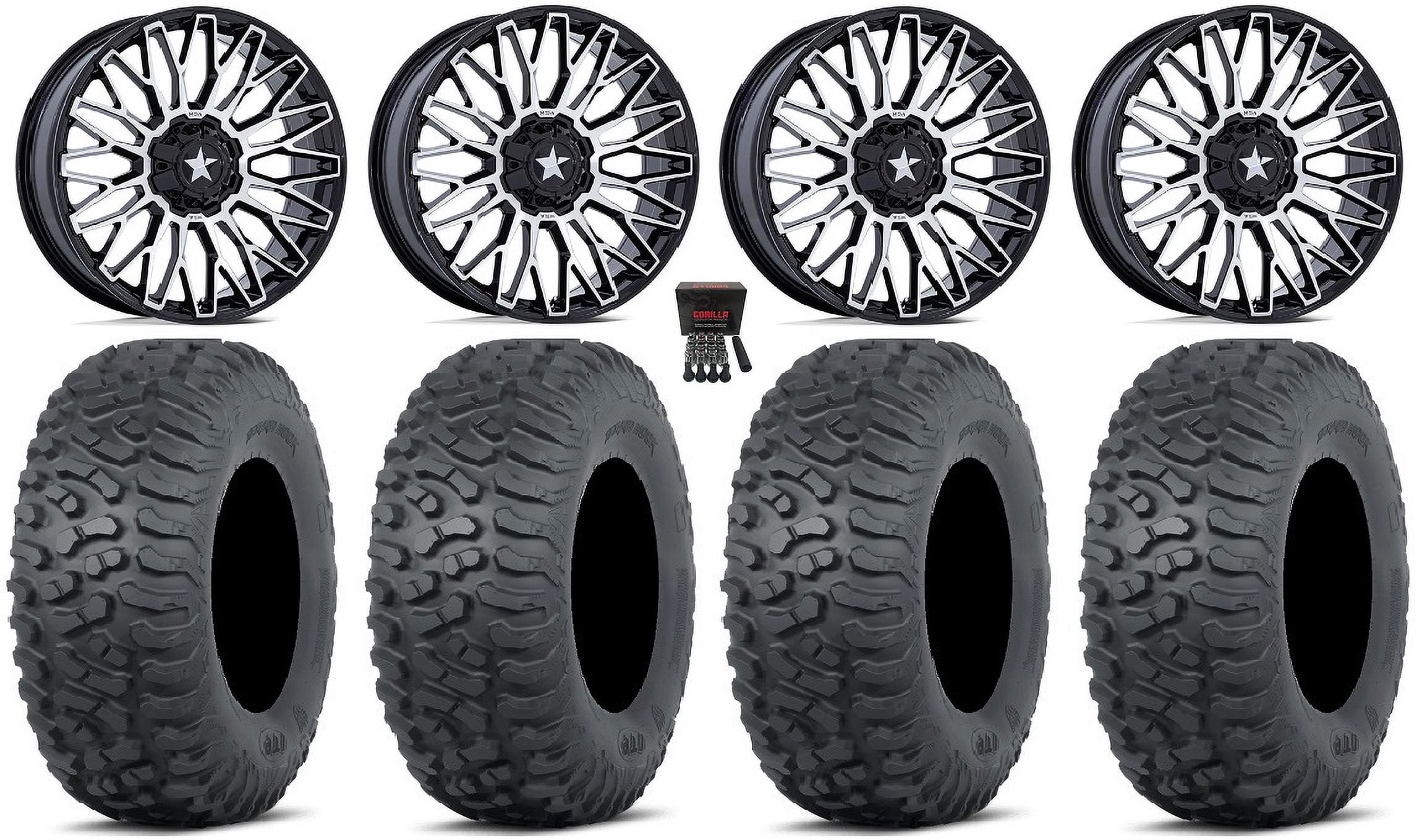 MSA Clubber 15" Wheels Machined 32" Terra Hook Tires Can-Am Maverick X3 ...