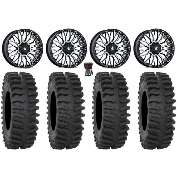 MSA Clubber 15" Wheels Machined 32" XT400 Tires Polaris RZR Turbo R ...
