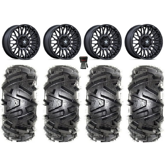 MSA Clubber 20" Wheels Black DDT 34" Moto MTC Tires Polaris RZR Turbo R ...