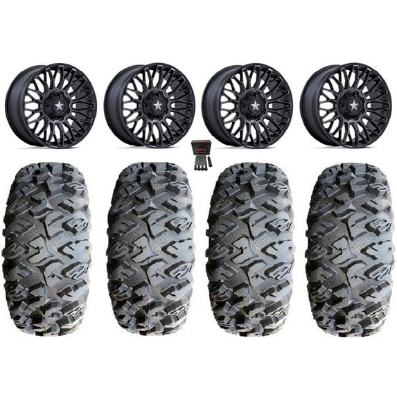 MSA Clubber 20" Wheels Black DDT 35" MotoClaw Tires Polaris RZR Turbo R ...
