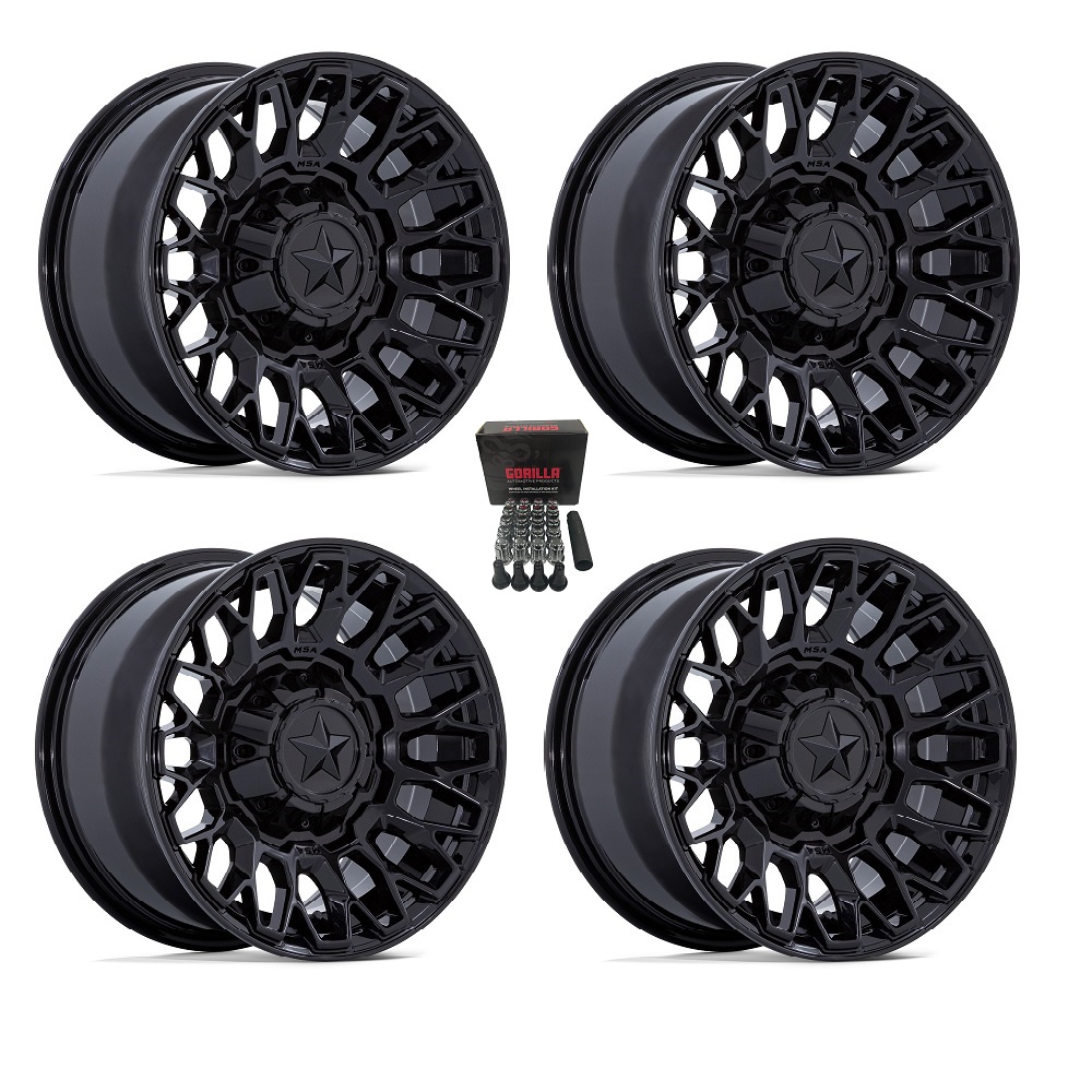MSA Clubber 20" Wheels Gloss Black Polaris RZR Turbo R & Pro R Ranger ...