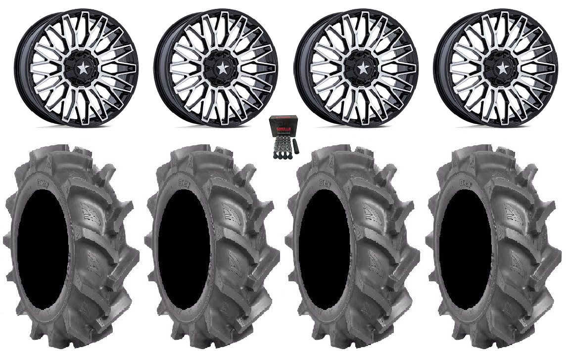 MSA Clubber 20" Wheels Machined 33" BKT AT 171 Tires Polaris RZR Turbo ...