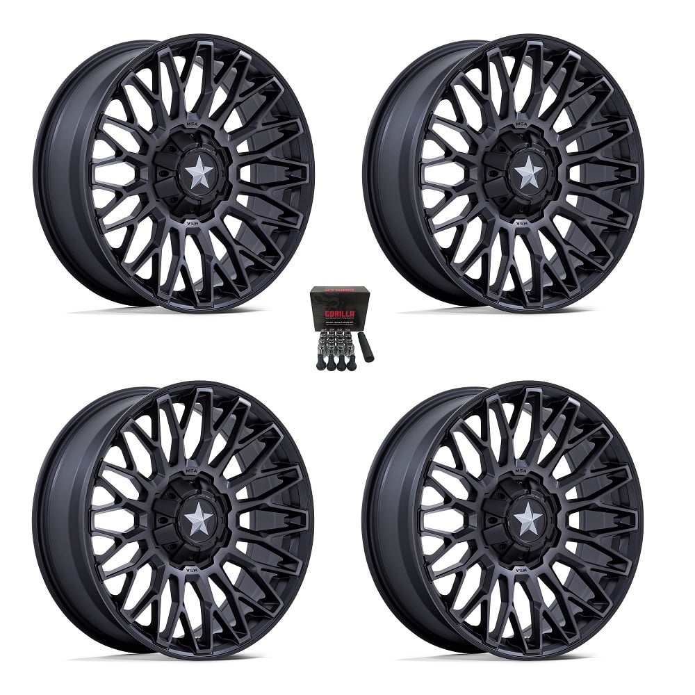 MSA Clubber 20" Wheels Matte Black DDT Polaris RZR 1000 XP / Ranger XP ...