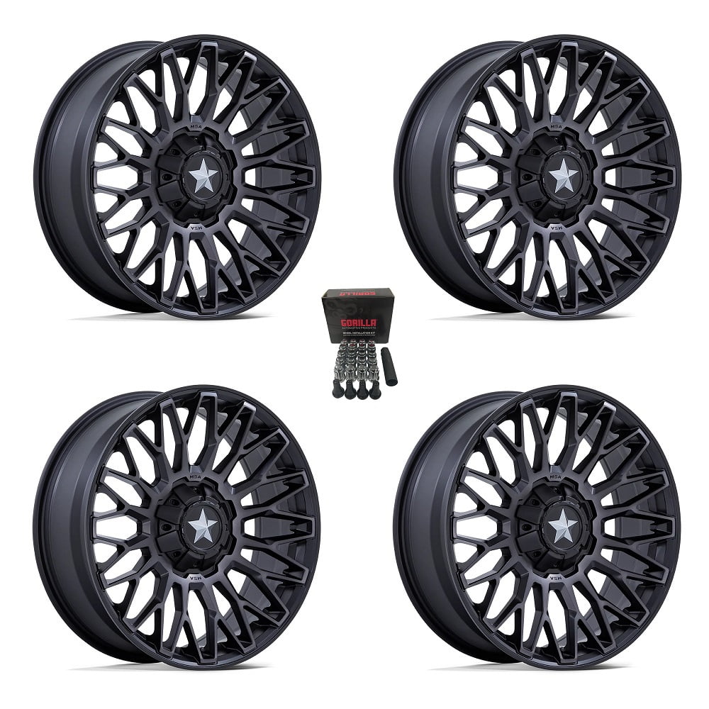 MSA Clubber 20" Wheels Matte Black DDT Polaris RZR Turbo R & Pro R ...