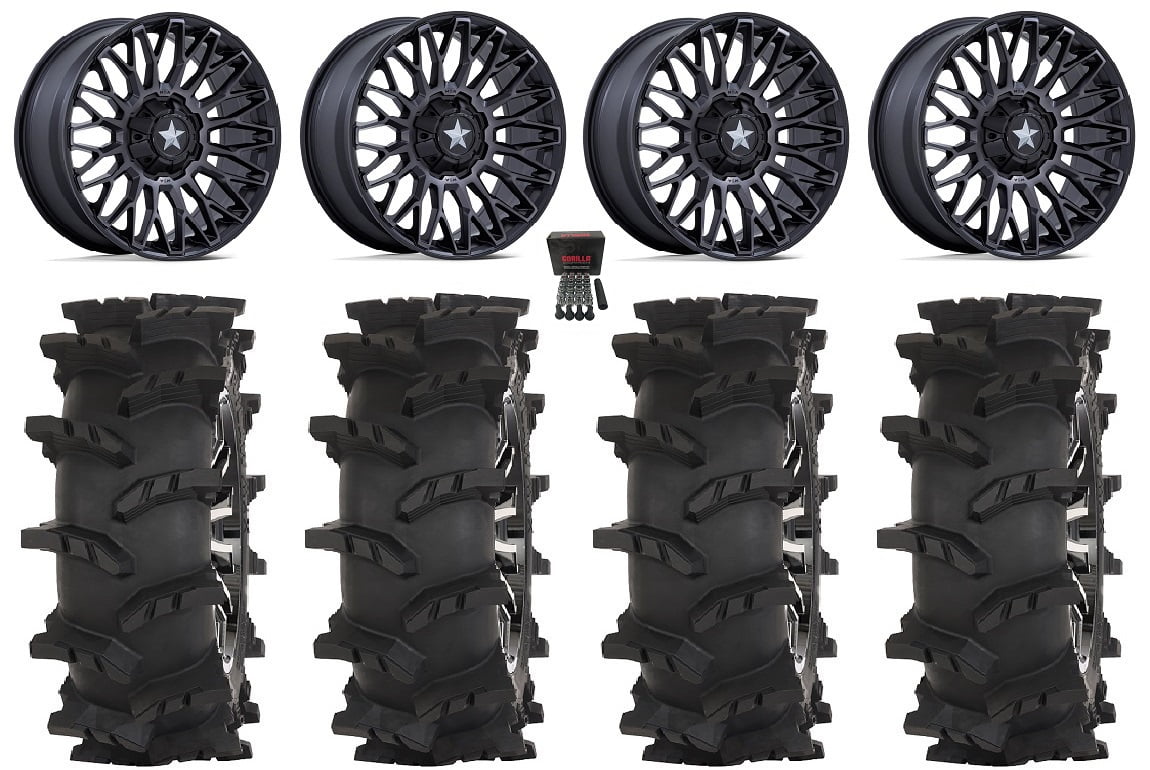 MSA Clubber 24" Wheels Black DDT 40" Outlaw Max Tires Polaris RZR Turbo ...
