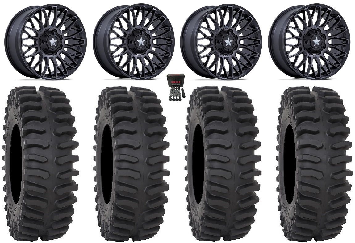 MSA Clubber 24" Wheels Black DDT 40" XT400 Tires Polaris RZR Turbo R ...