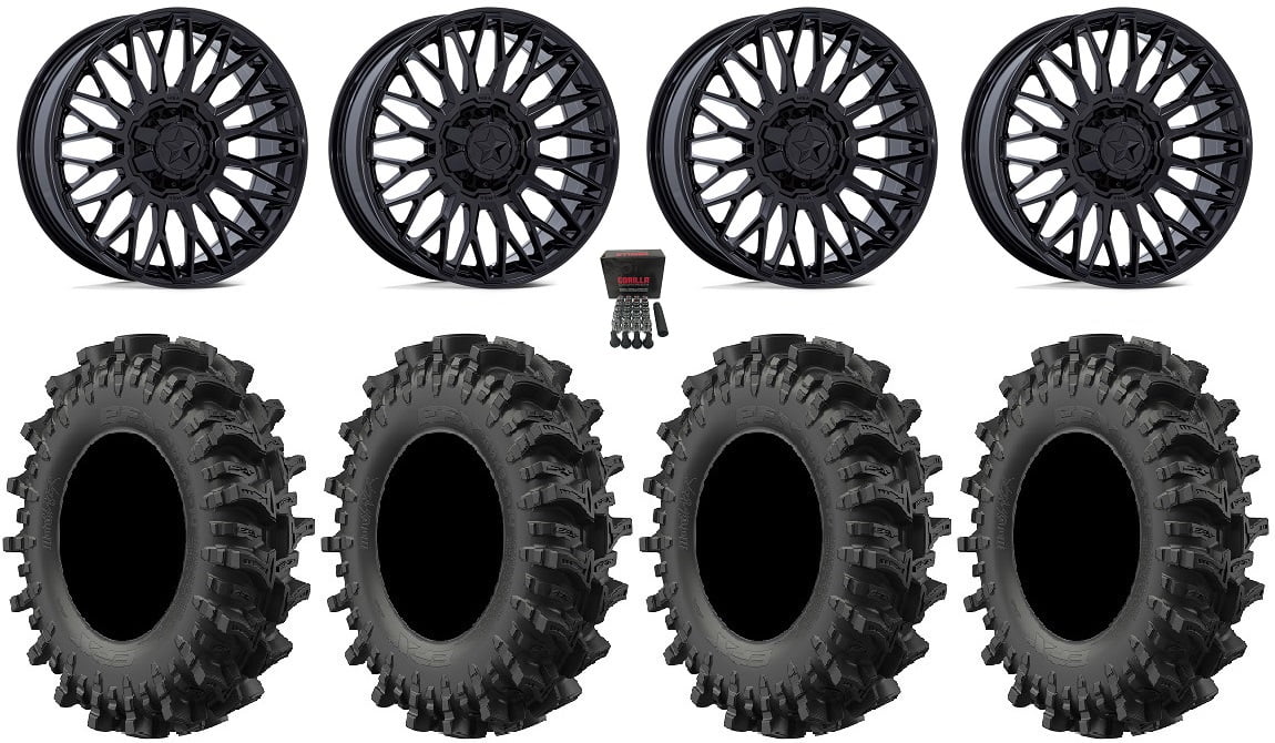 MSA Clubber 24" Wheels Gloss Black 37" MotoSlayer Tires Polaris RZR ...