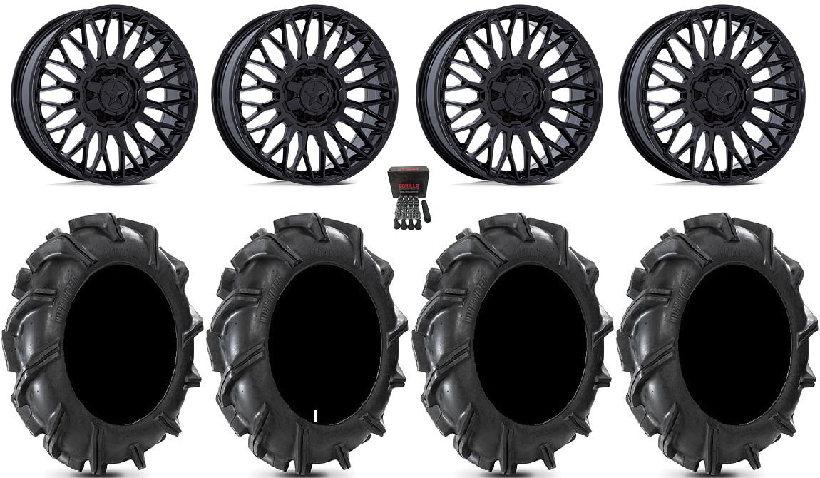 MSA Clubber 24" Wheels Gloss Black 44" Magnum Outlaw 3 Tires Polaris ...