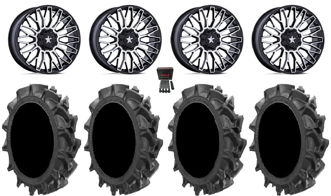 MSA Clubber 24" Wheels Machined 37" MotoHavok Tires Polaris RZR Turbo R ...