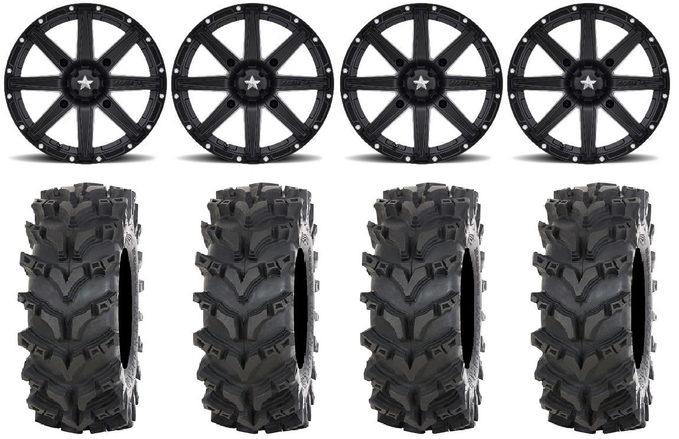 MSA Clutch 12" Wheels Black 27" Out&Back Max Tires Polaris RZR XP 1000 ...