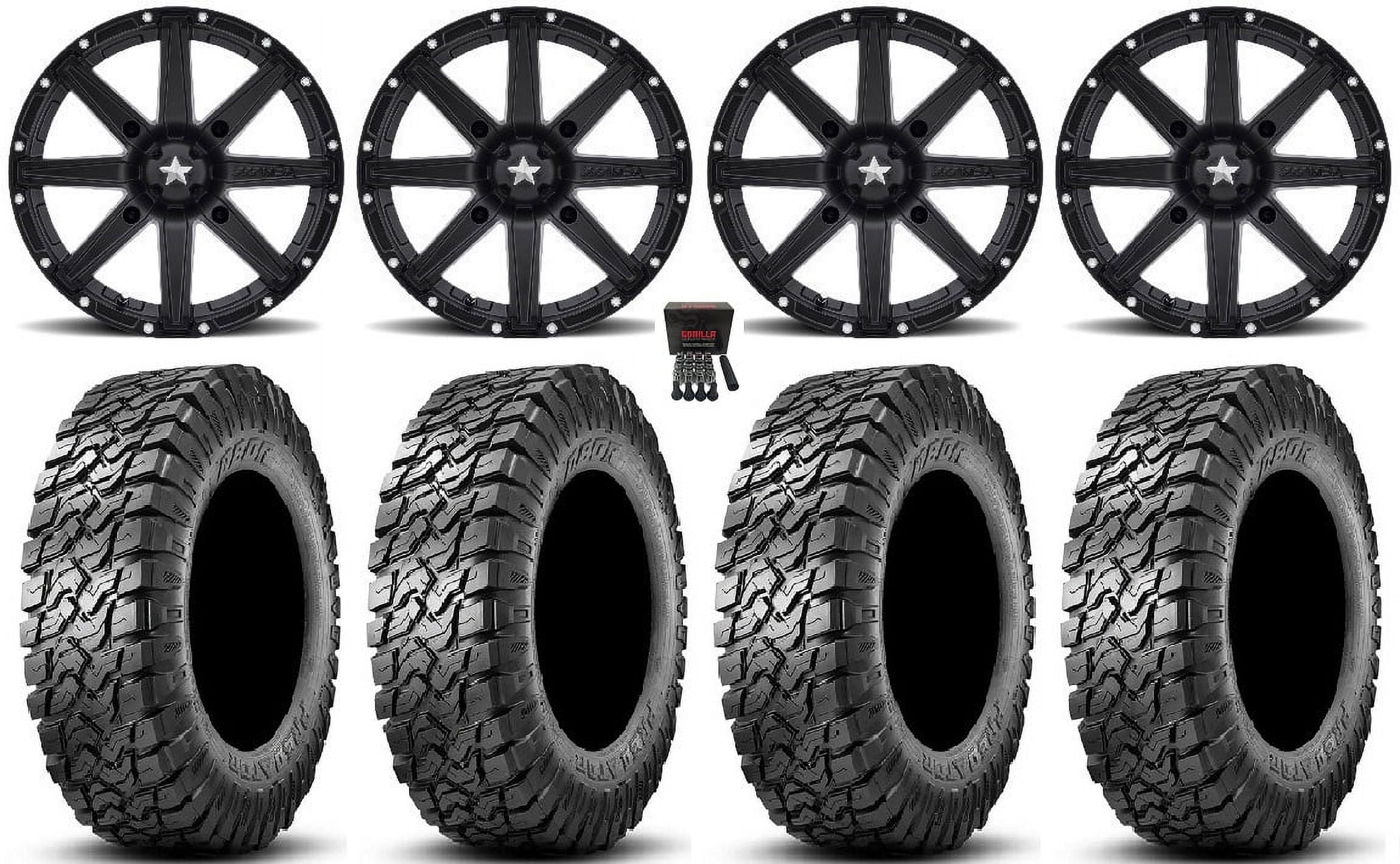 MSA Clutch 14" Wheels Black 32" Predator Tires Honda Rincon Yamaha ...