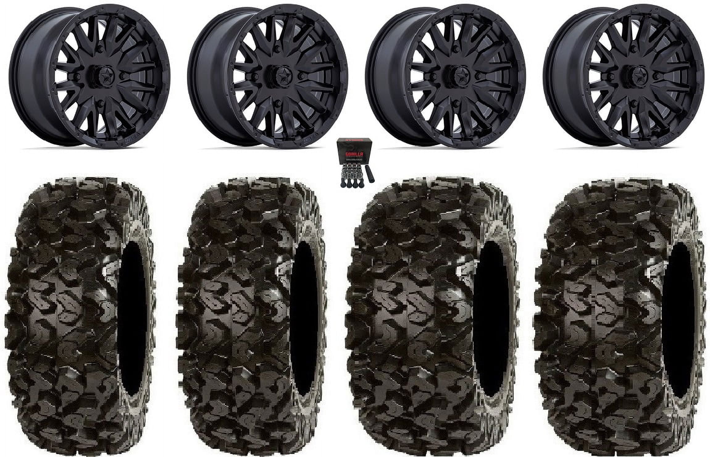 MSA Creed 14" Wheels Black 26" Rip Saw Tires Yamaha Viking Wolverine ...