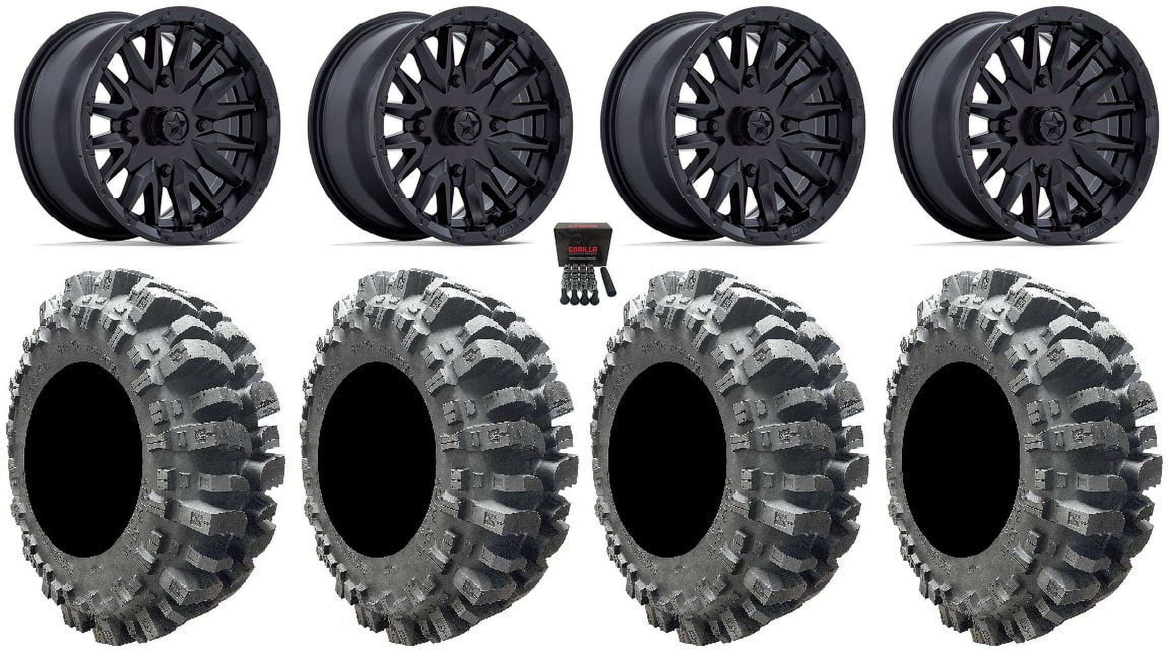 MSA Creed 14" Wheels Black 27" Bogger Tires Honda Foreman Rancher SRA ...