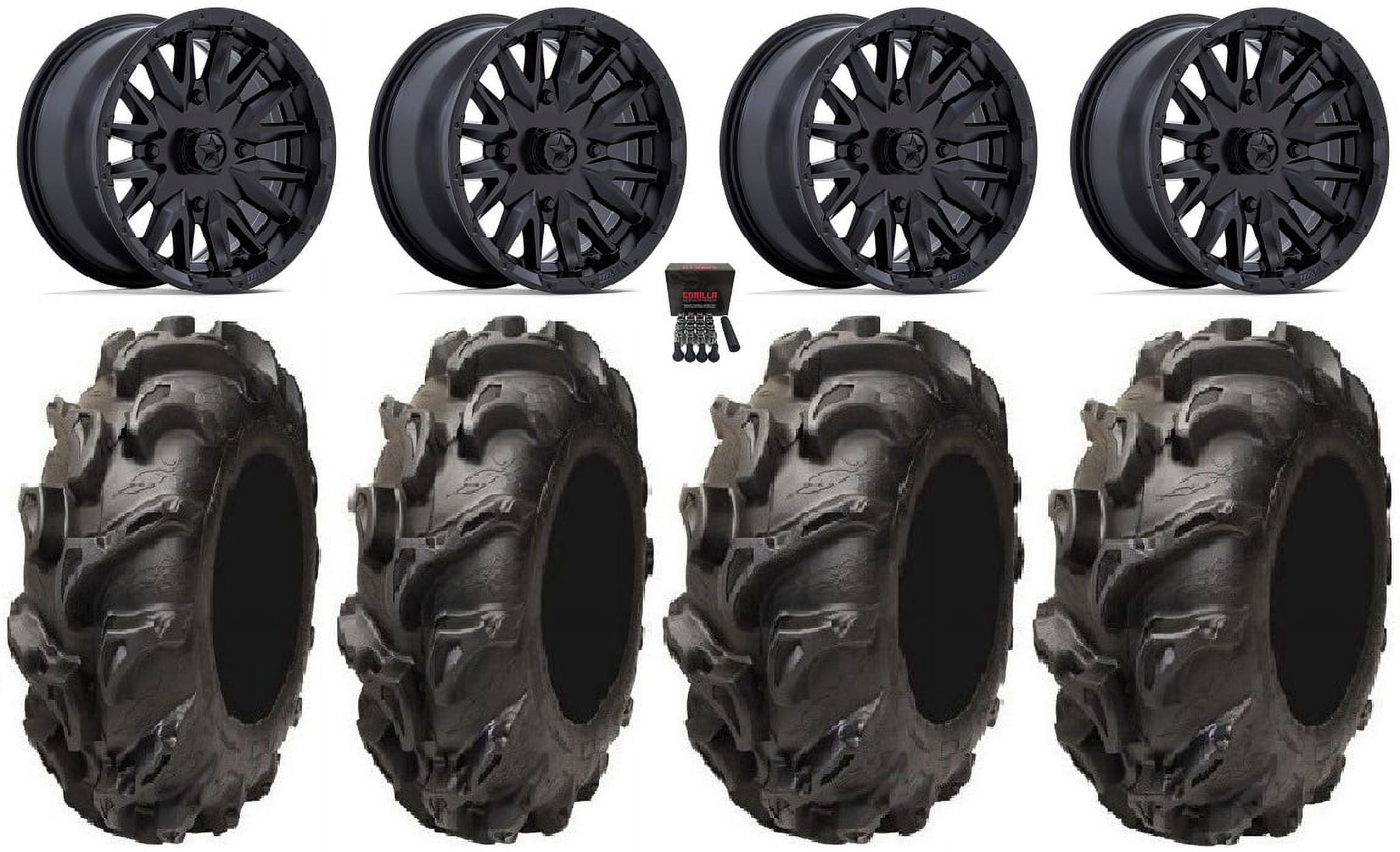MSA Creed 14" Wheels Black 27" Mega Mayhem Tires Sportsman 550 850 1000 ...