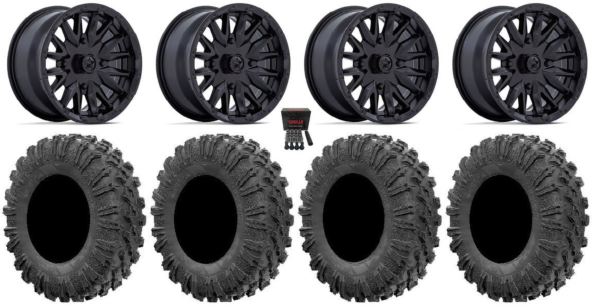 MSA Creed 14" Wheels Black 27" MotoRavage Tires Honda Pioneer - Walmart.com