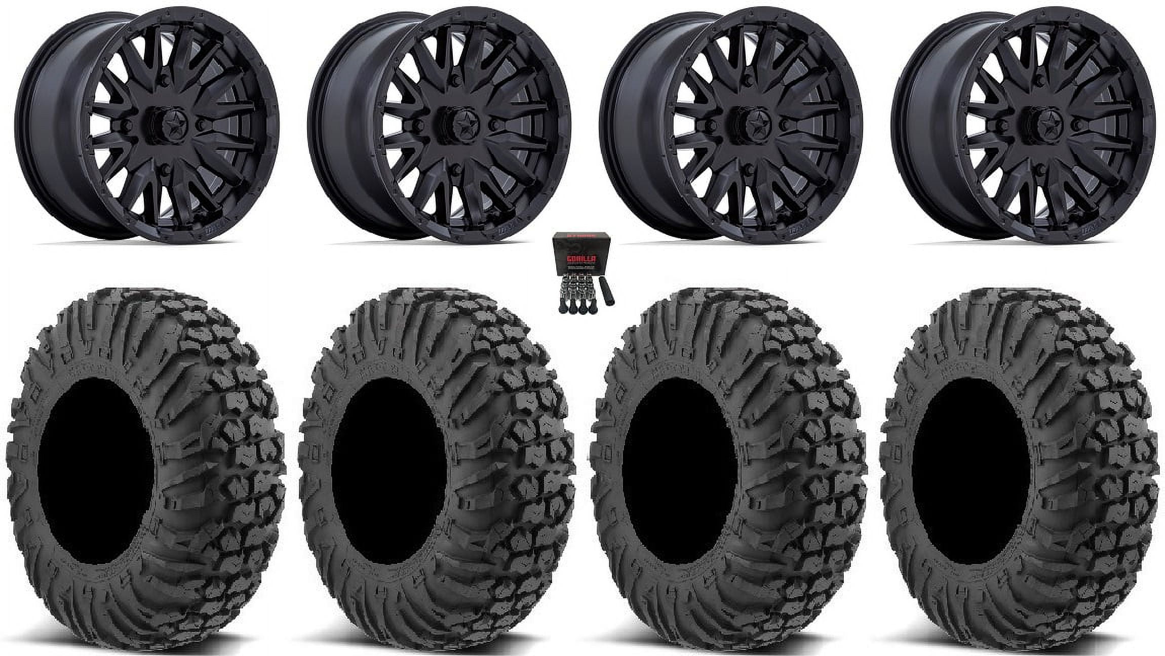 MSA Creed 14" Wheels Black 27" MotoVator Tires Can-Am Commander ...