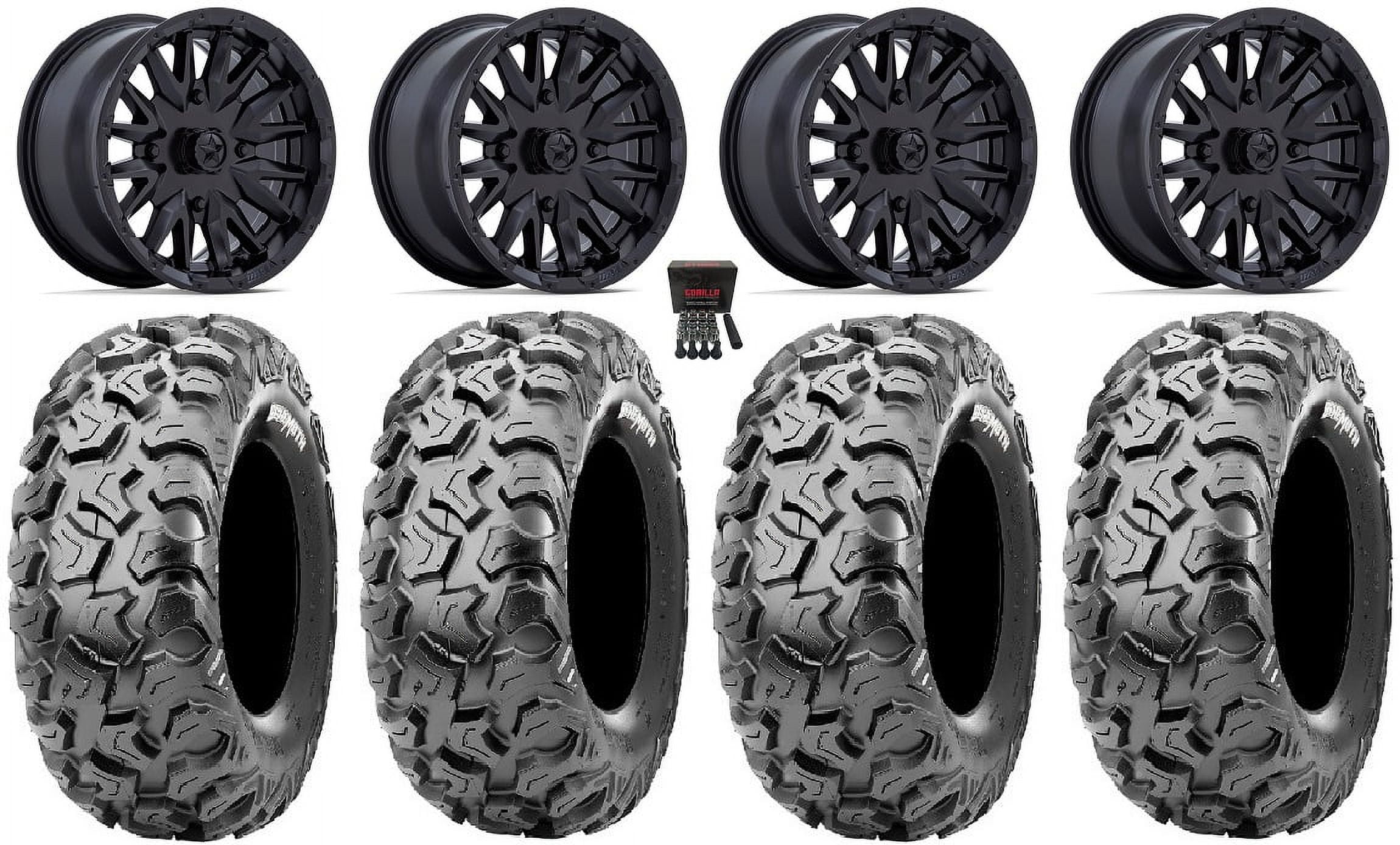 MSA Creed 14" Wheels Black 28" Behemoth Tires Honda Pioneer - Walmart.com